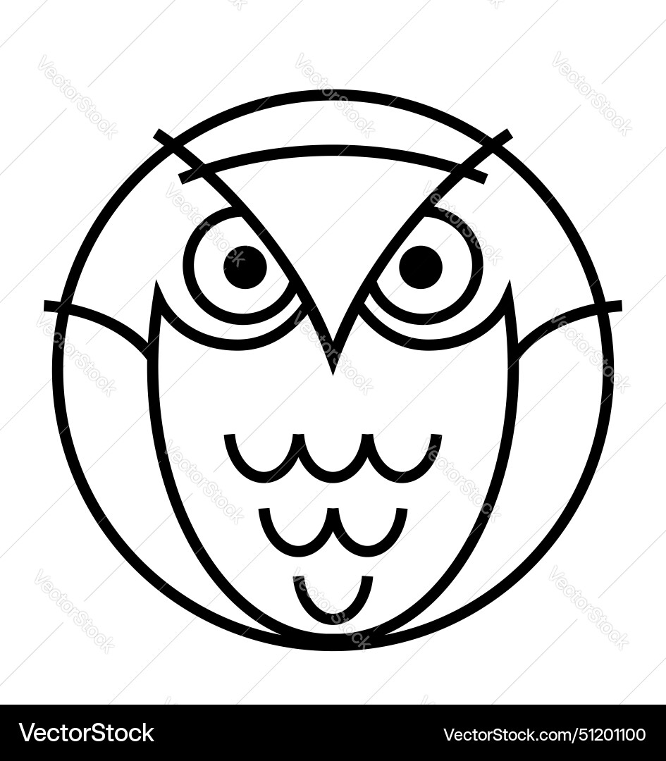 Owl simple black logo mascot isolated image Vector Image