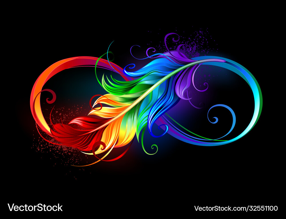 Rainbow Infinity Feather Royalty Free Vector Image