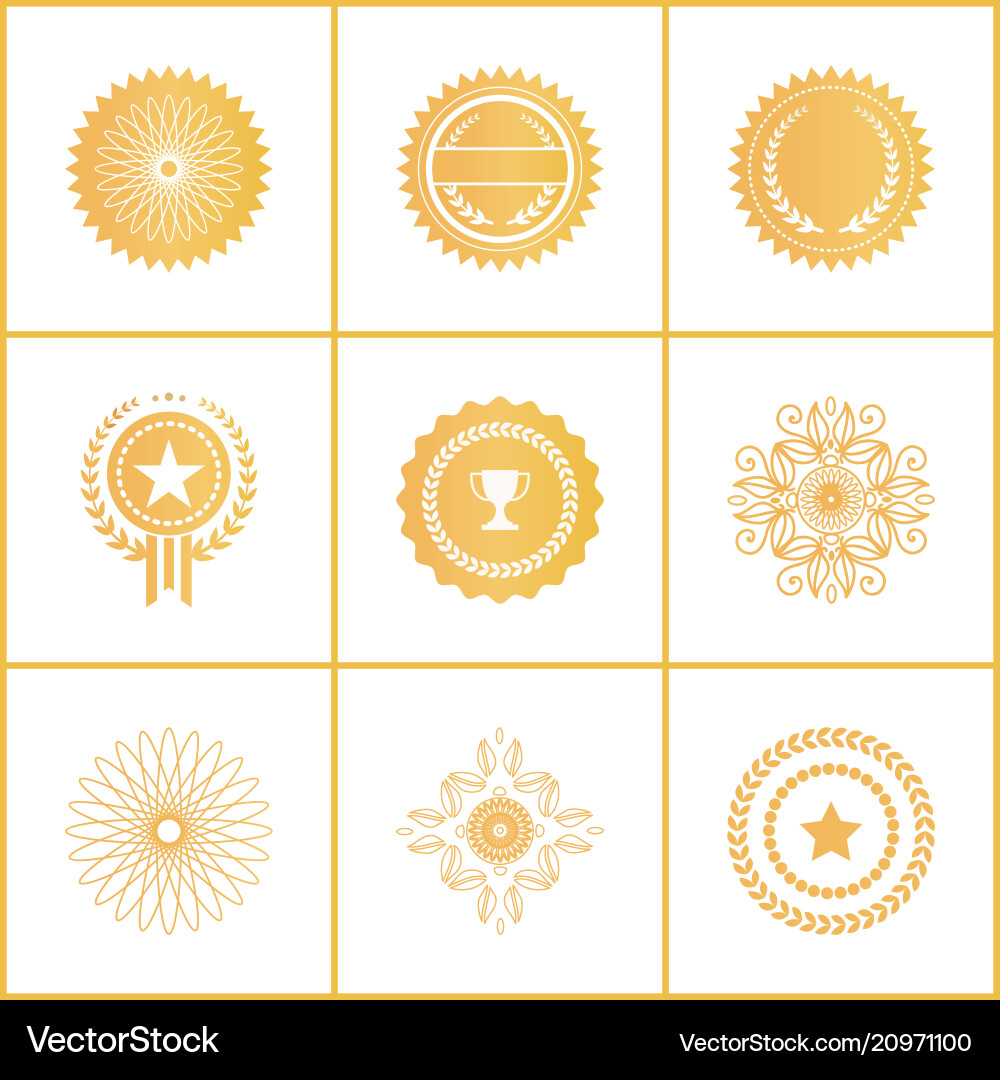 Set exclusive golden stamps certificate Royalty Free Vector