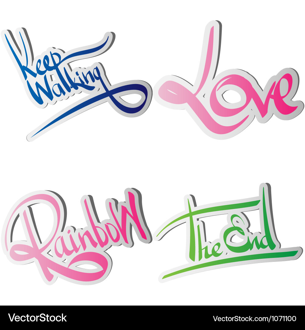 Set of various drawn and rendered lettering label Vector Image