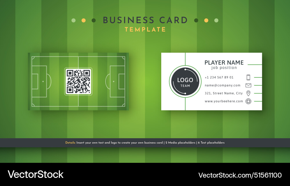Soccer business card template professional design Vector Image