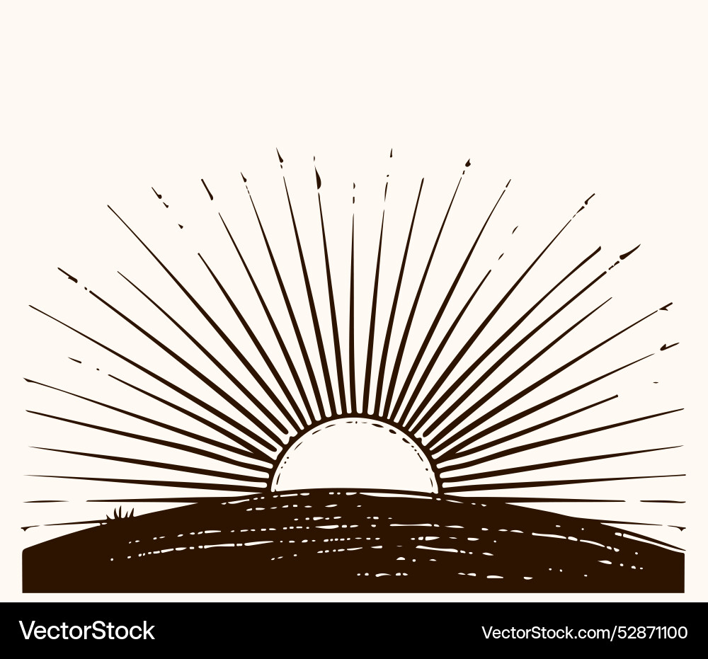 Sunrise or sunset icon hand drawn sketch sun Vector Image