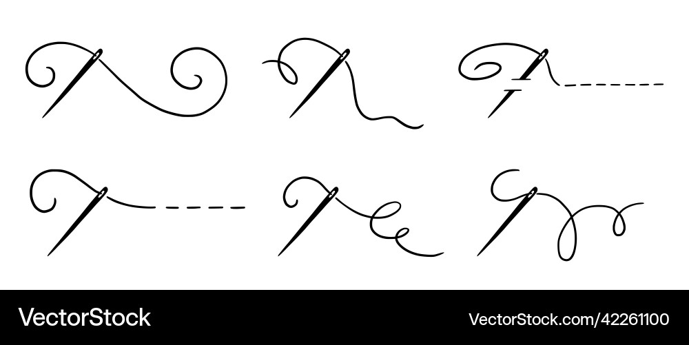 Tailor needle with thread Royalty Free Vector Image