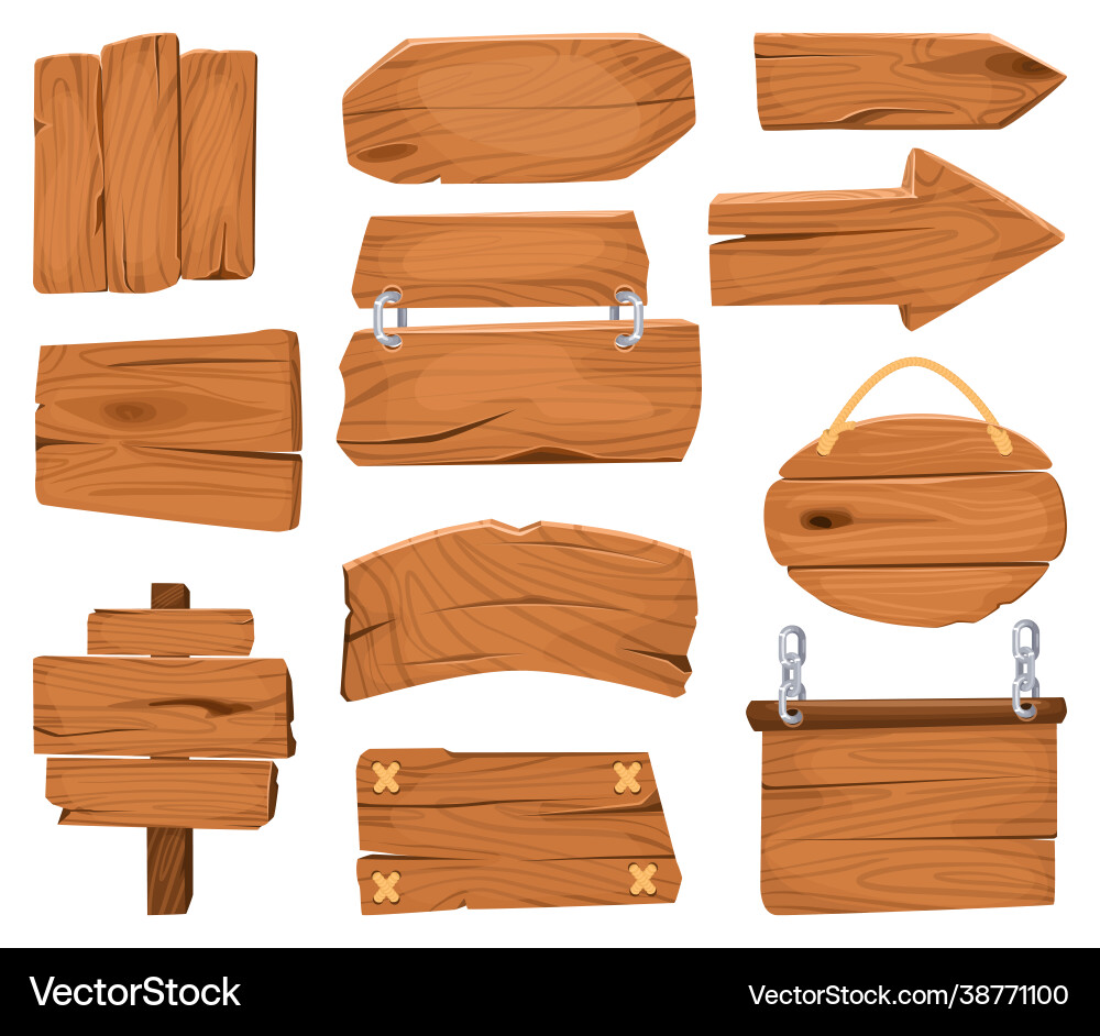 Wooden sign boards set Royalty Free Vector Image