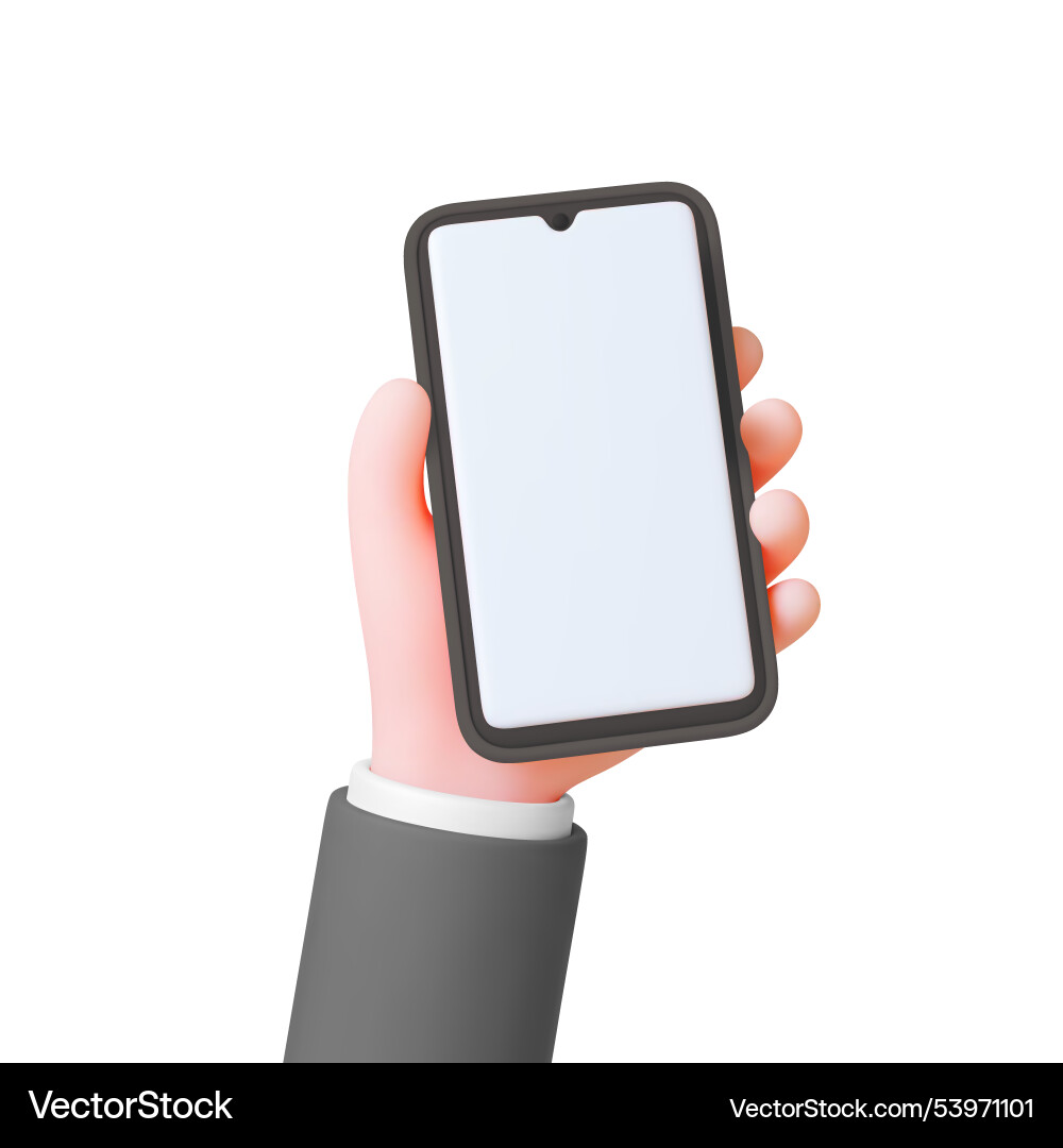 3d human hand holding smartphone 3d concept Vector Image