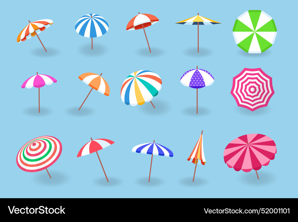 Beach umbrella sun protection summer umbrellas Vector Image