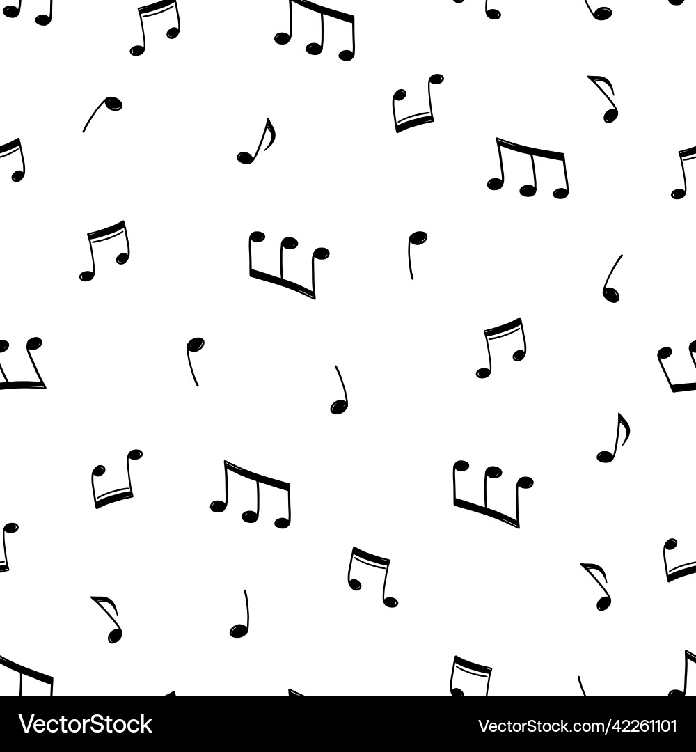 Music note doodle drawn pattern Royalty Free Vector Image