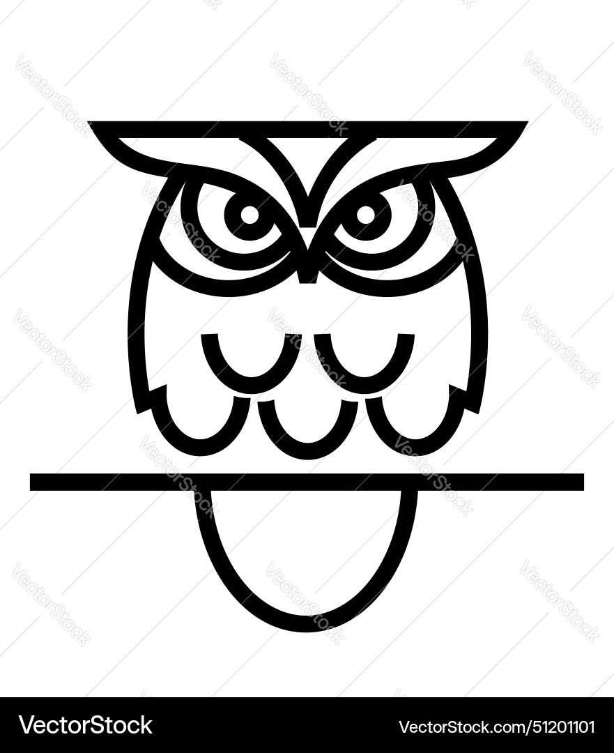 Owl simple black logo mascot isolated image Vector Image