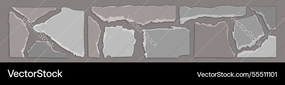 Paper cut edges set with torn irregular shapes Vector Image