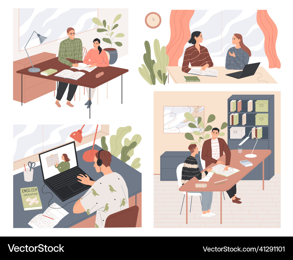 People are learning teachers and students Vector Image