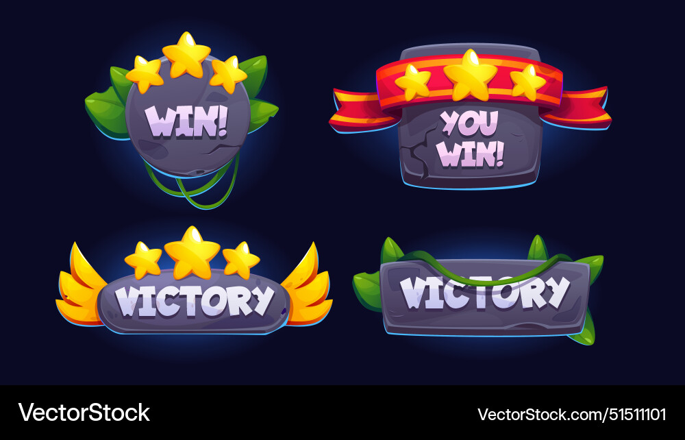Win badge for game ui design Royalty Free Vector Image