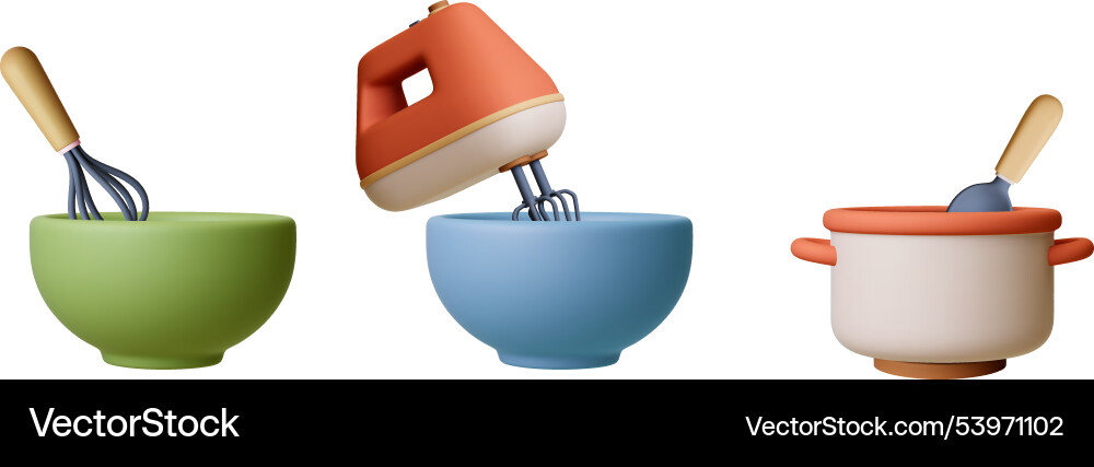 3d cooking processes crockery ceramic bowl Vector Image