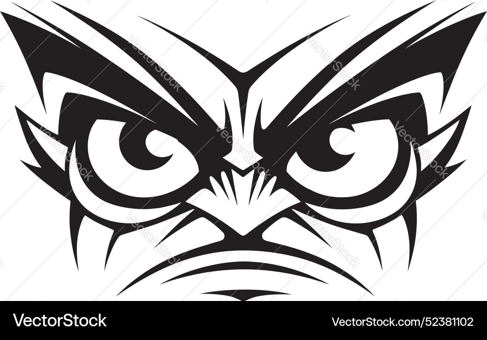Angry animation eye mask iconic emblem Royalty Free Vector