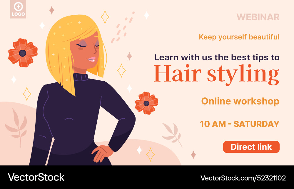 Beauty salon therapy webinar template Royalty Free Vector