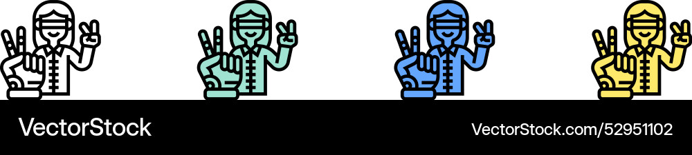 Bionic hand icon outline green blue and yellow Vector Image