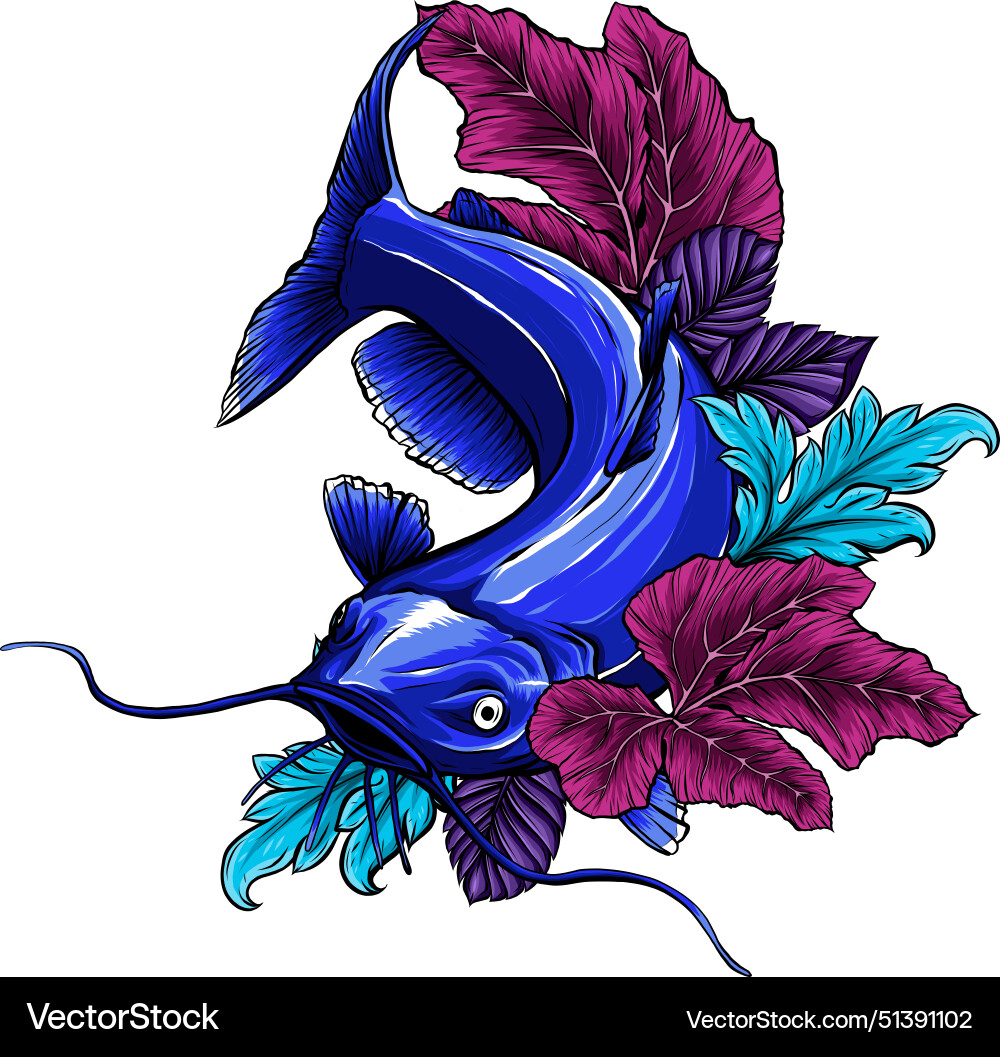 Cartoon of colored catfish Royalty Free Vector Image