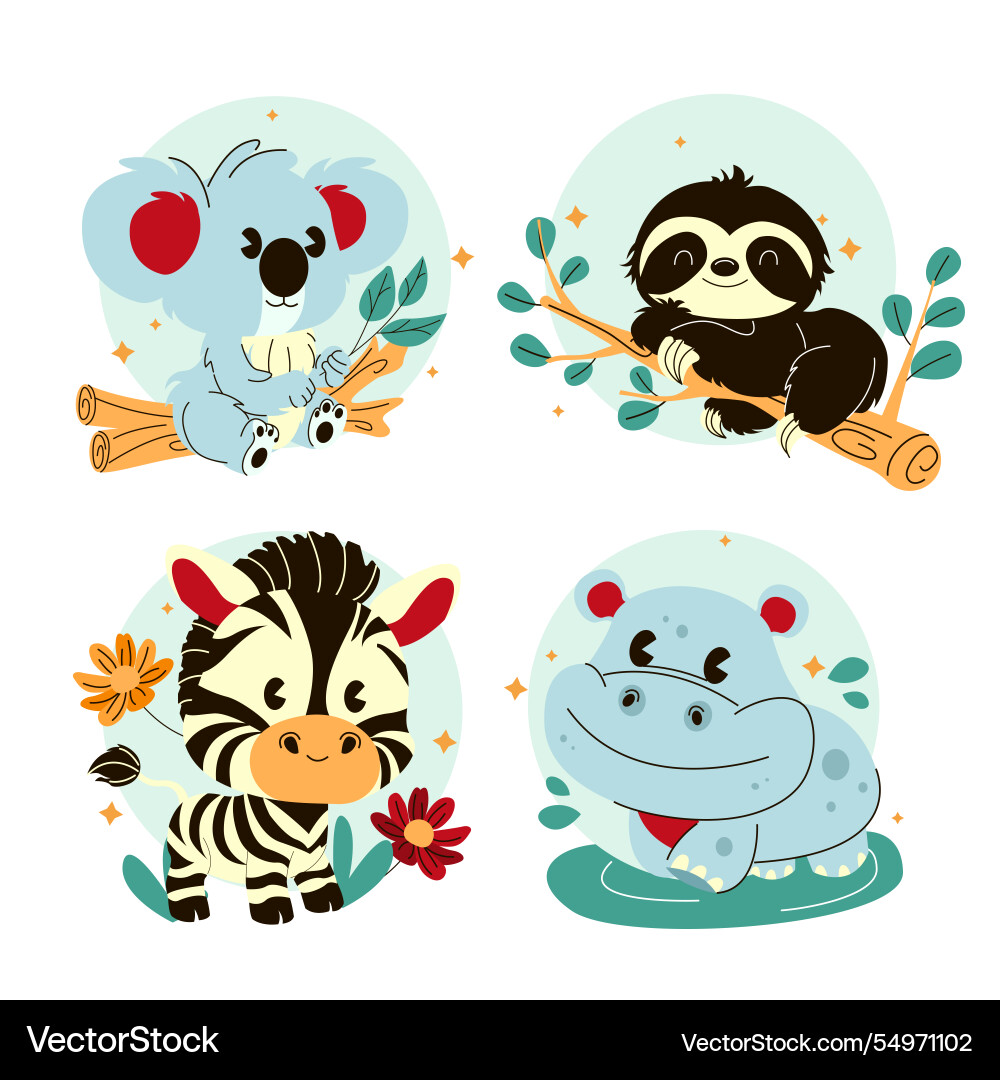 Childlike animals Royalty Free Vector Image - VectorStock