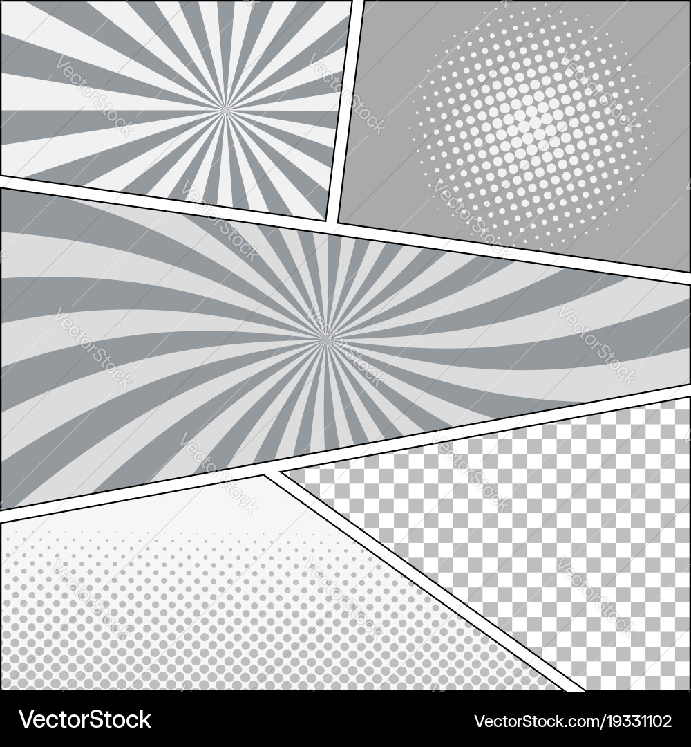 Comic book gray template Royalty Free Vector Image