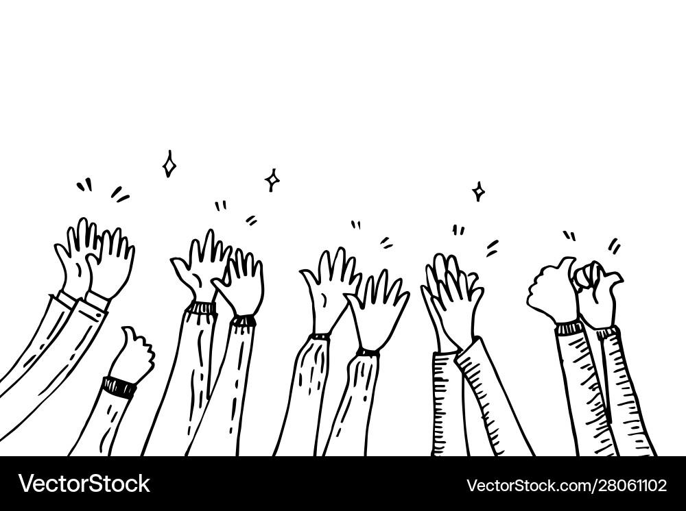 Doodle hands uphands clapping applause gestures Vector Image