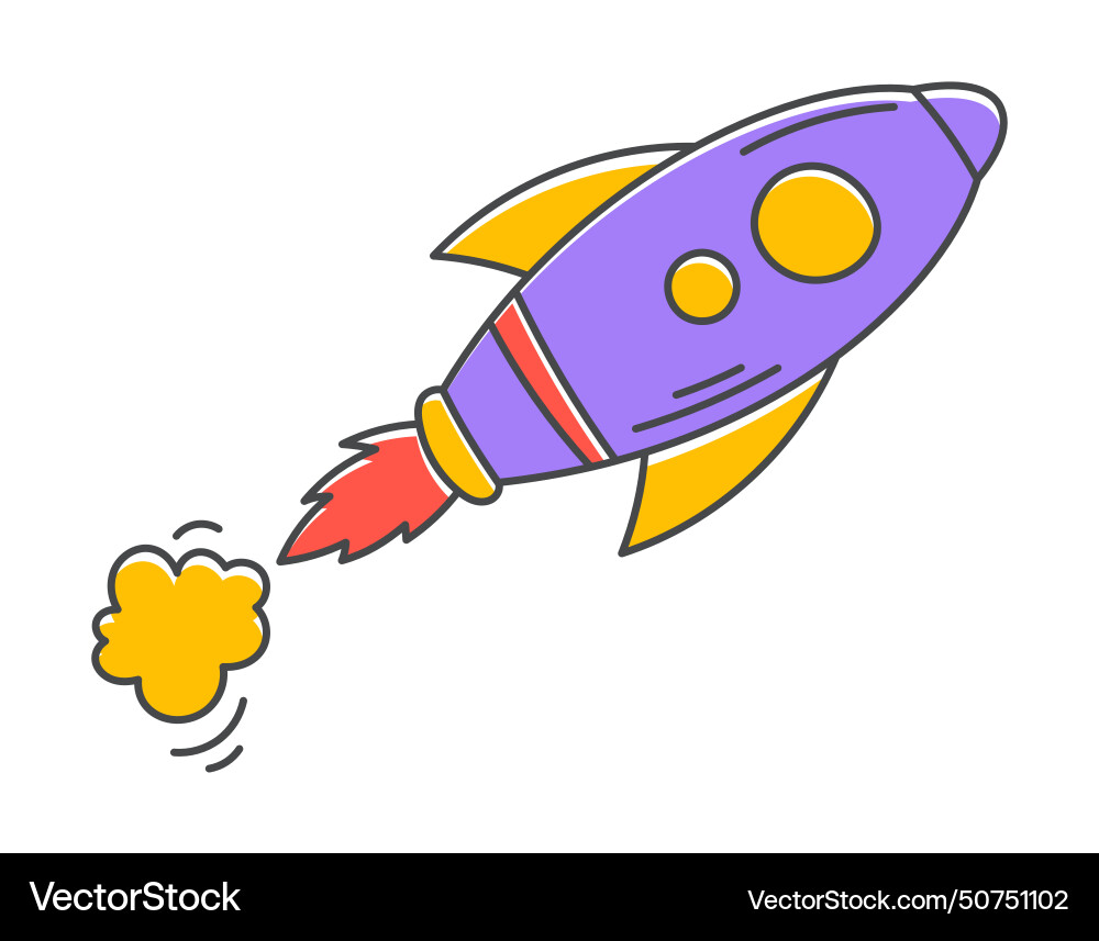 Doodle symbol of a space rocket taking off Vector Image