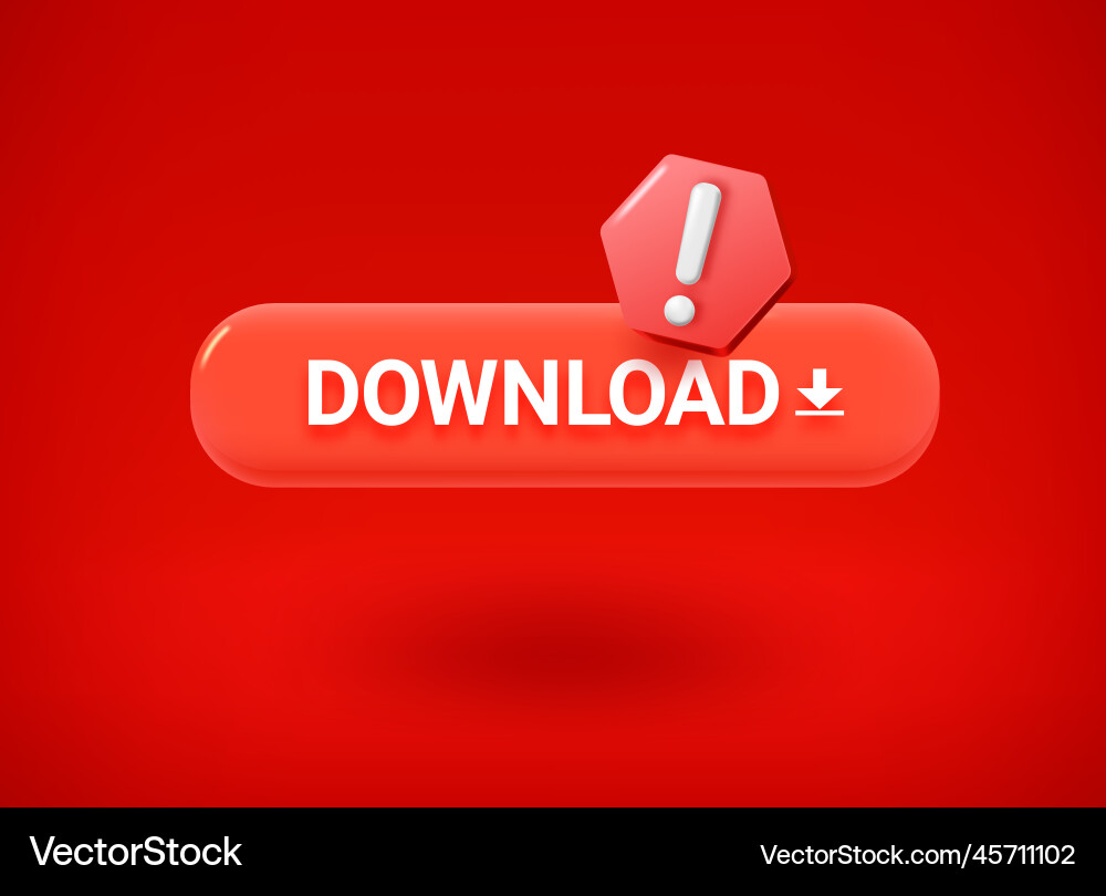 Download button with stop sign 3d Royalty Free Vector Image