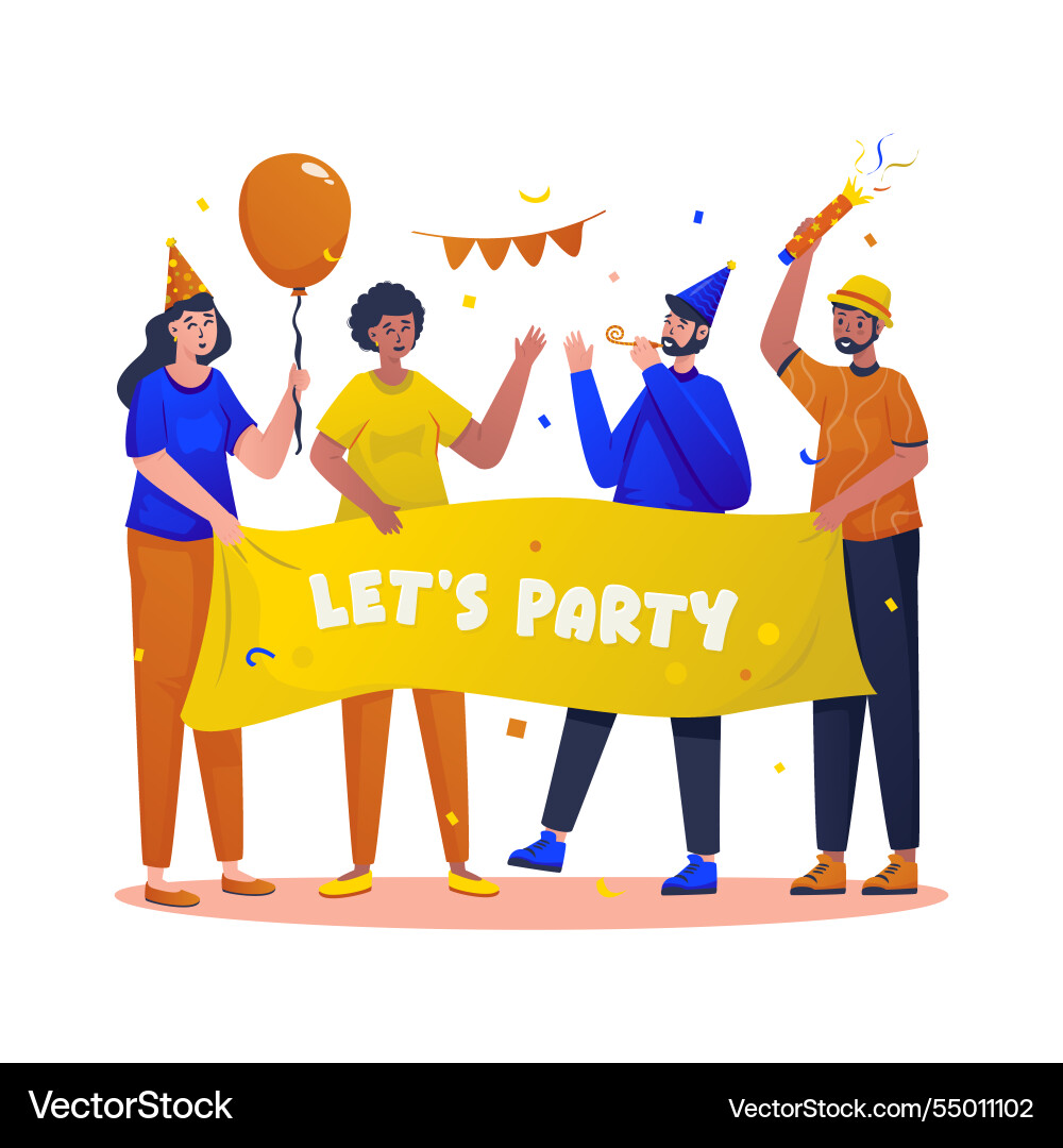Group of people inviting party celebration Vector Image
