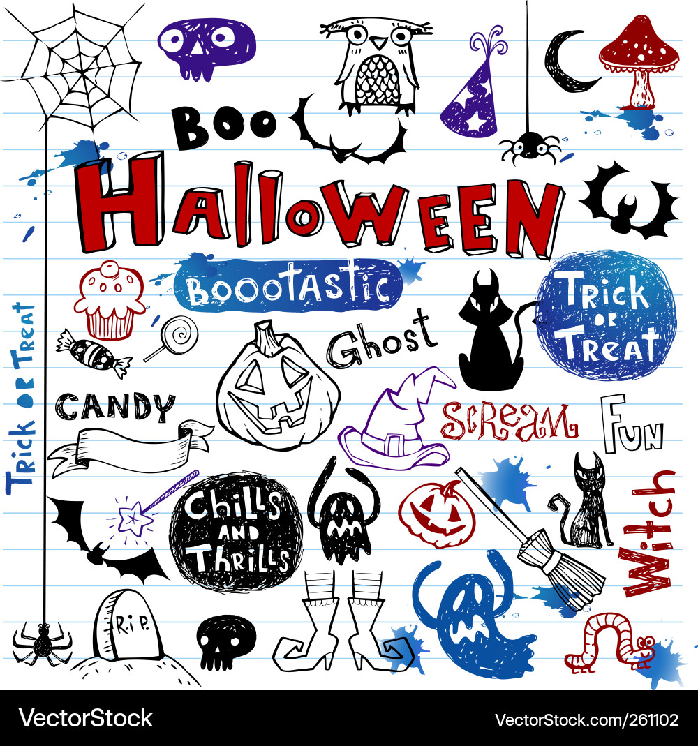 Halloween Doodle Collection Royalty Free Vector Image
