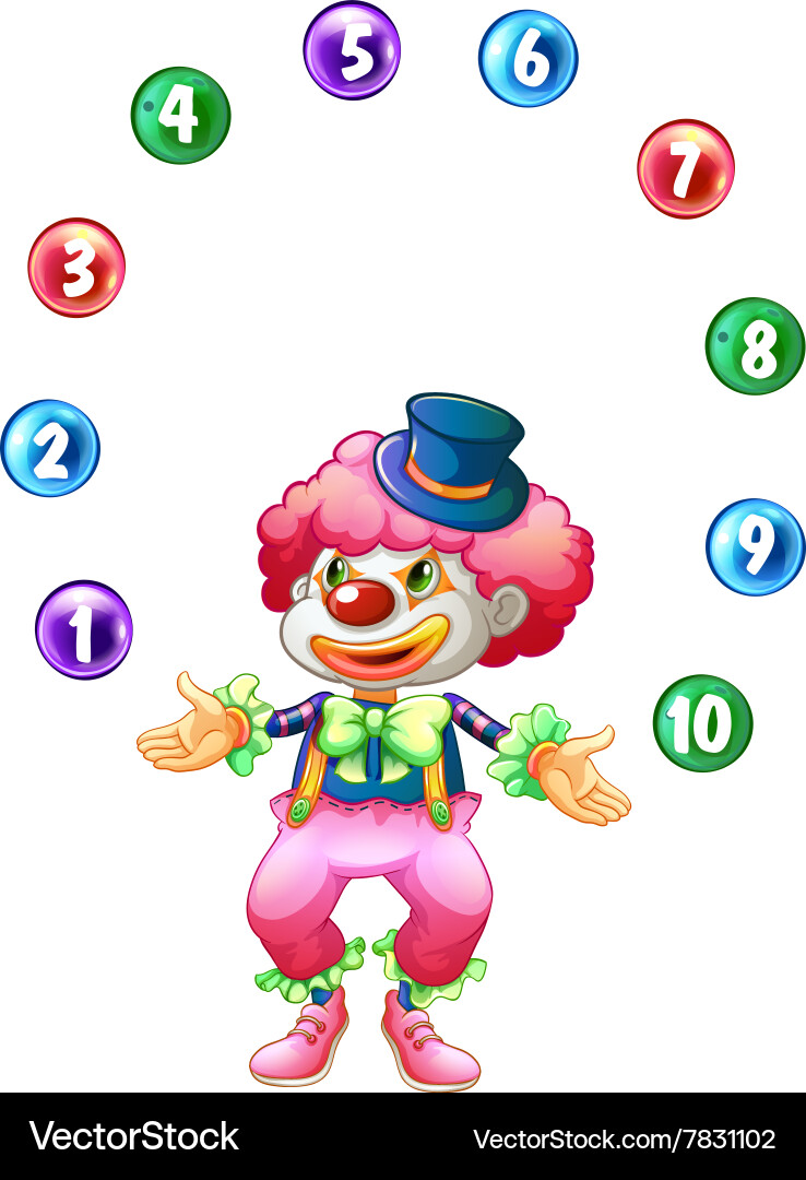 Jester juggling balls with numbers Royalty Free Vector Image
