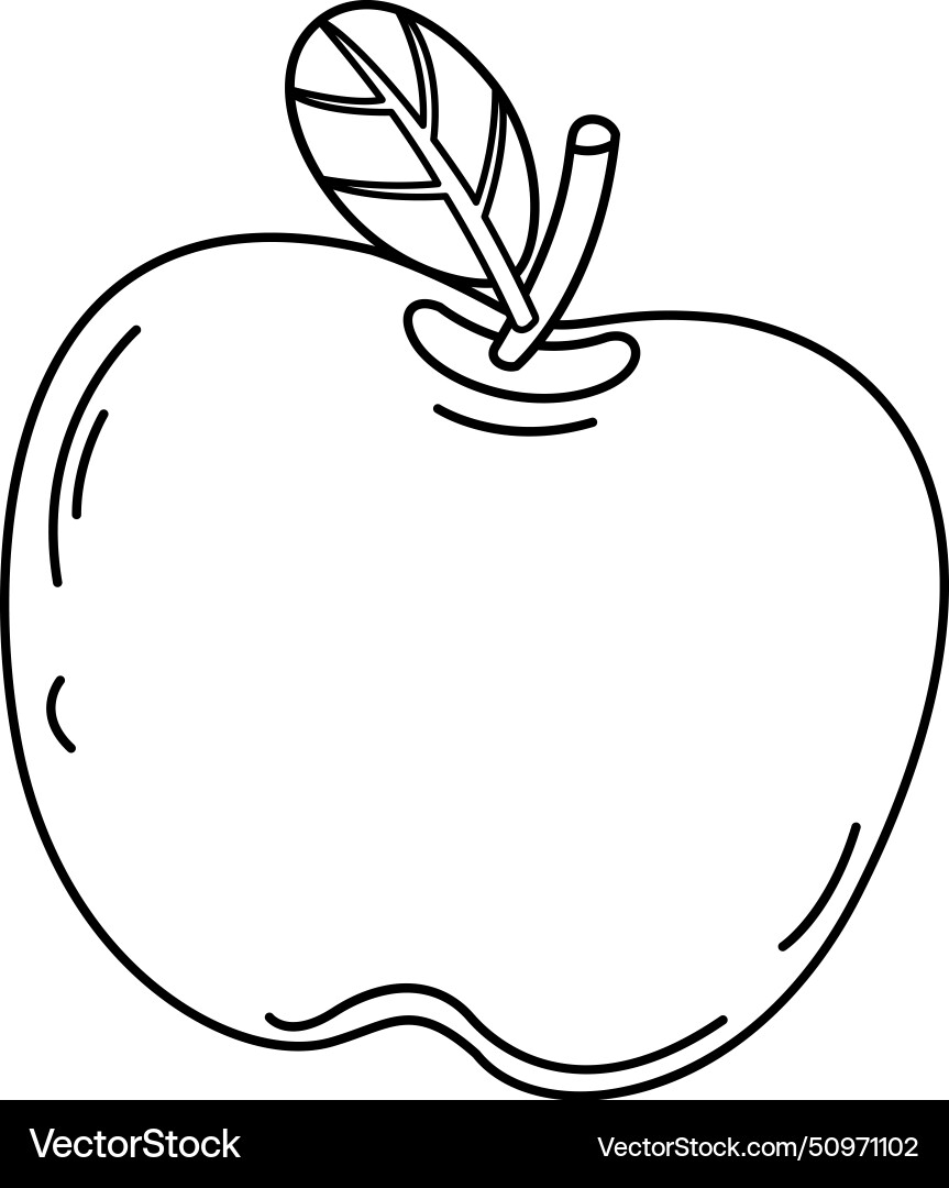 Red apple outline white on background Royalty Free Vector