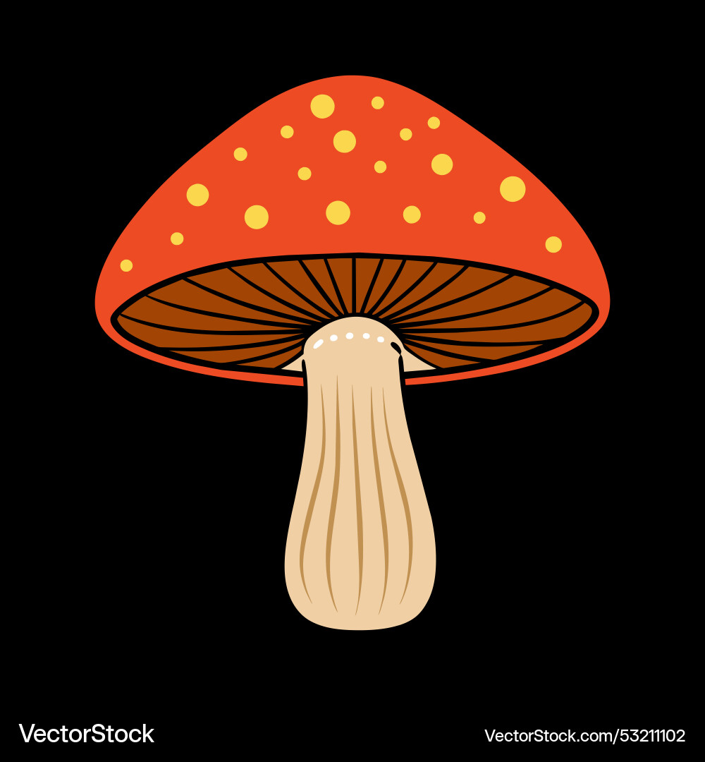 Stylized red mushroom with yellow spots Royalty Free Vector
