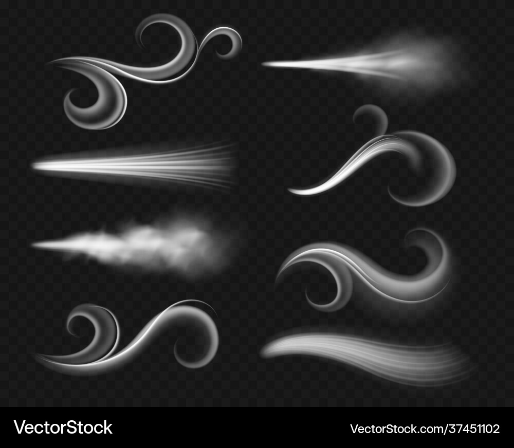 Wind air streams realistic storm waves abstract Vector Image