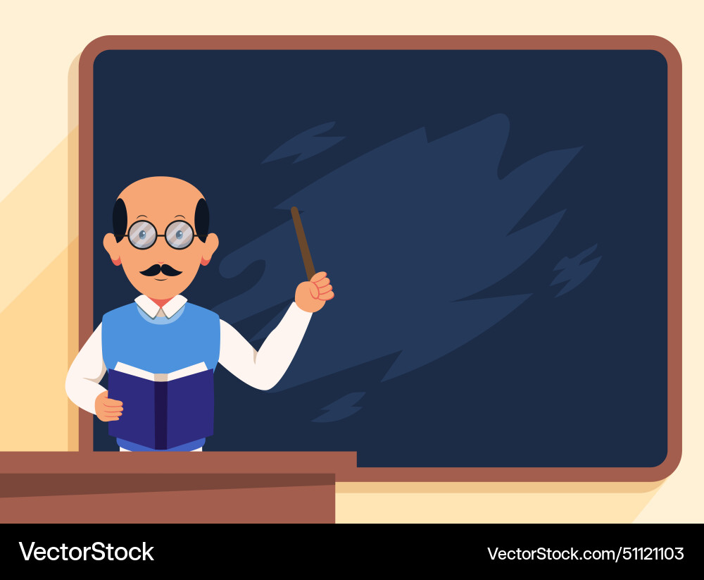 A teacher is teaching in class using Royalty Free Vector