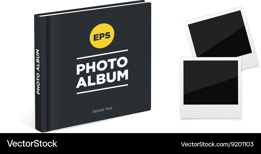 Black Photo Album with Vintage Frames Royalty Free Vector