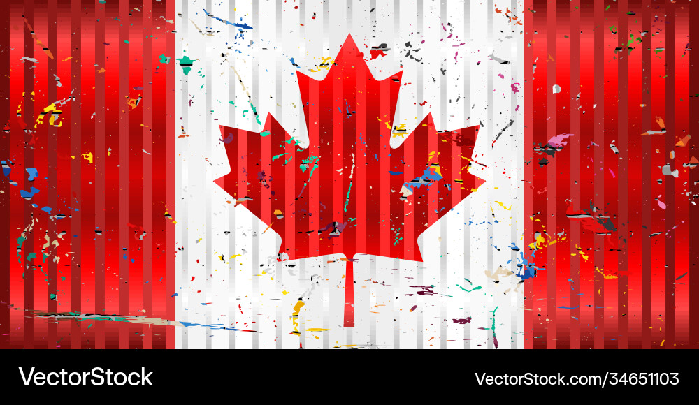 Canada flag with color stains Royalty Free Vector Image