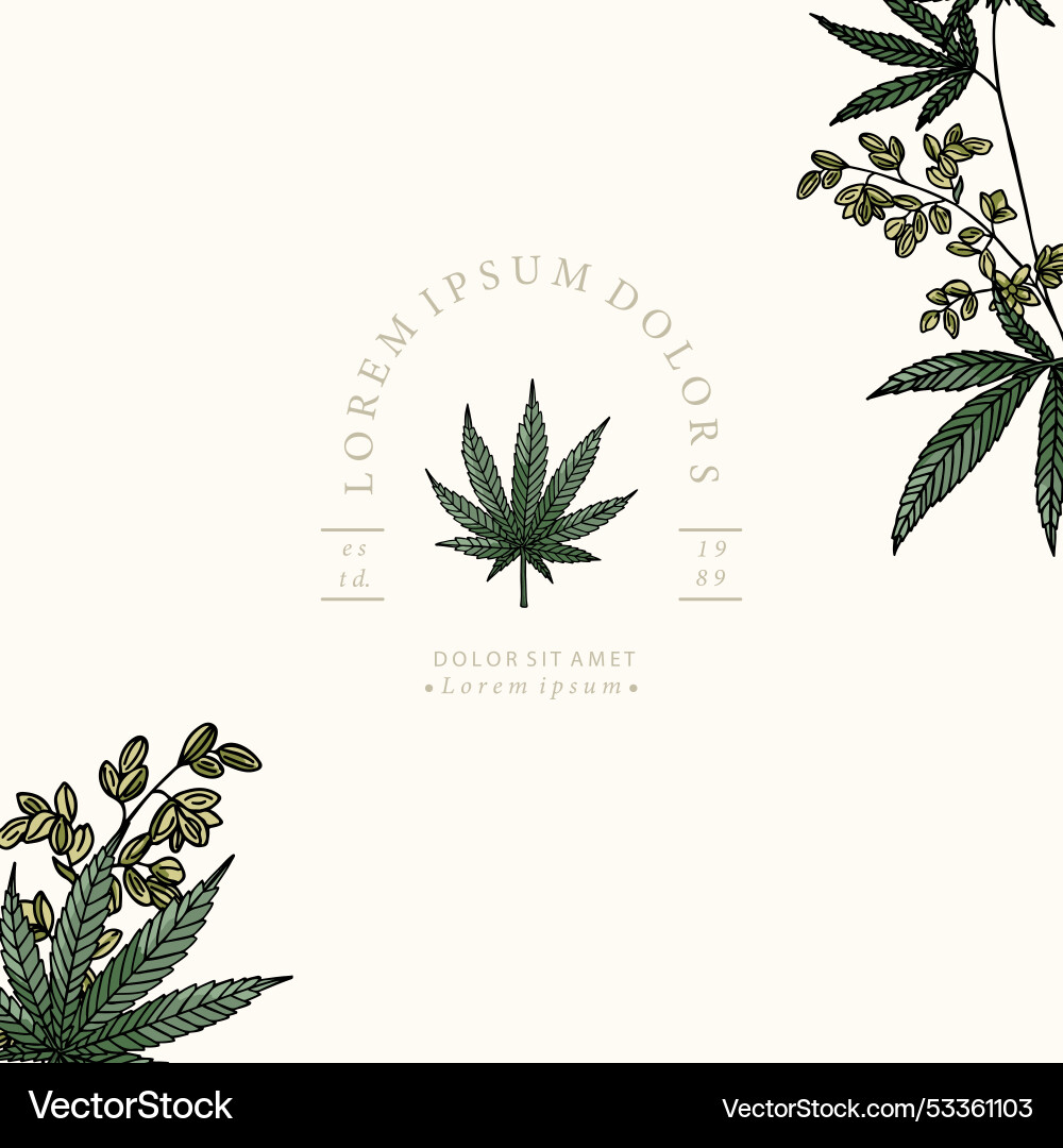 Collection of green cannabis background Royalty Free Vector