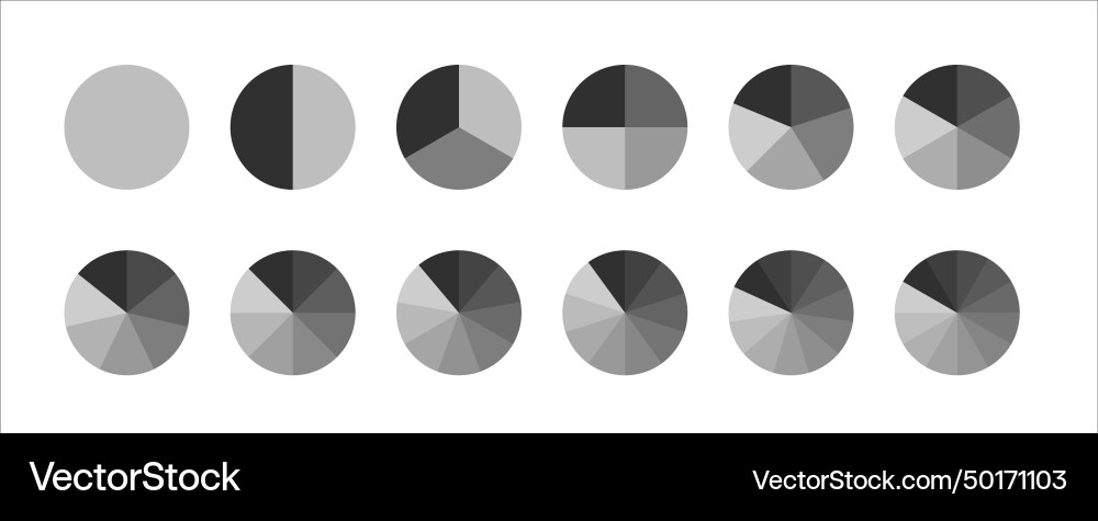 Divided Circles Diagram - Segment Charts Vector Image