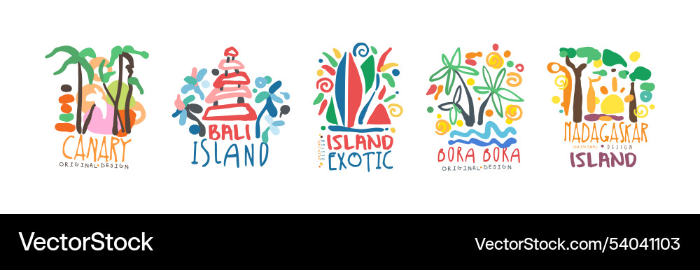 Exotic island logo and label original design Vector Image