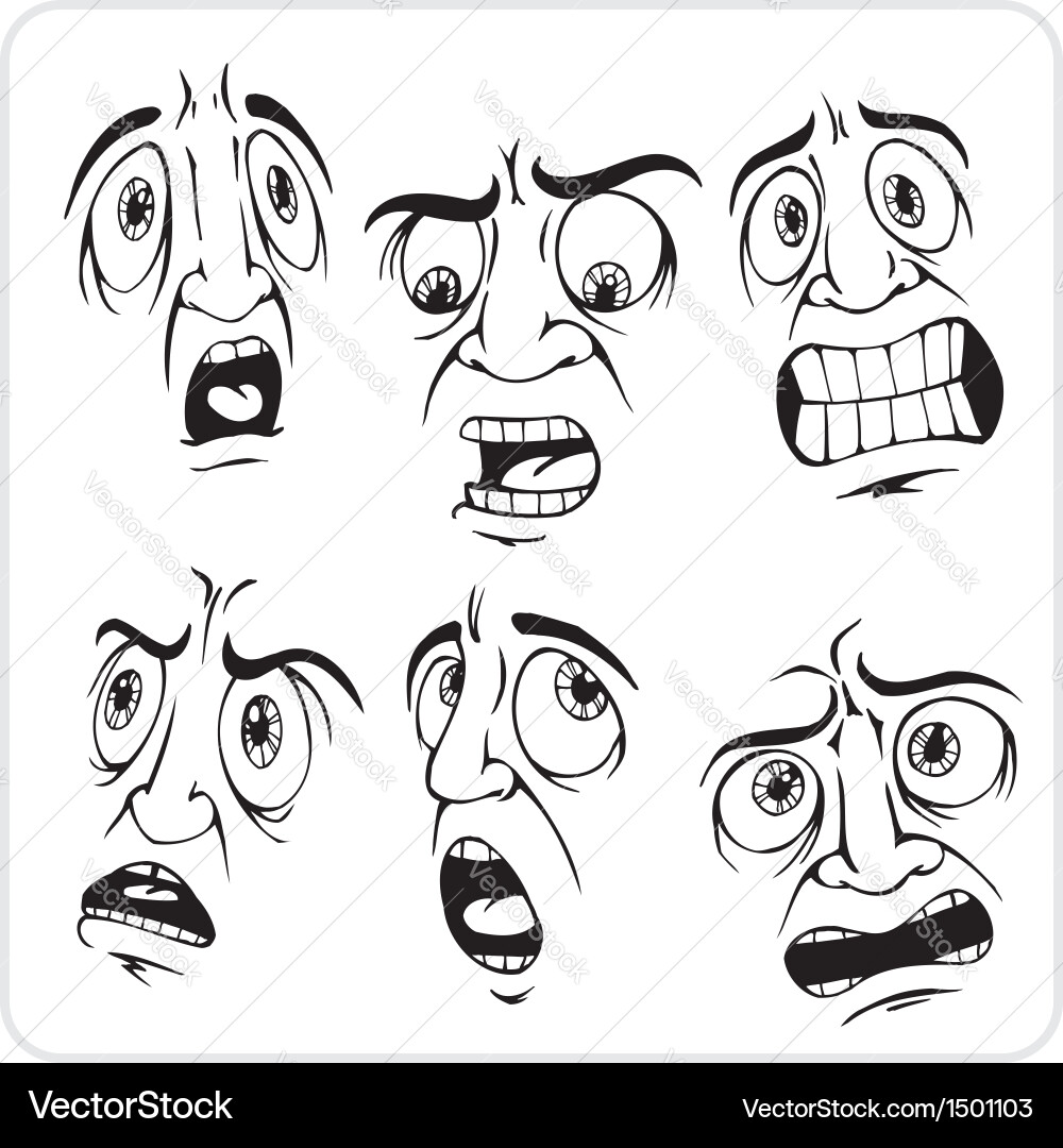 Frightened expression - set Royalty Free Vector Image