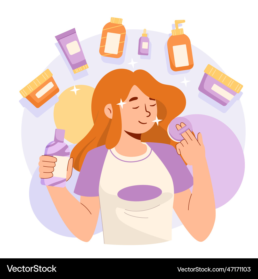Girl have cosmetic Royalty Free Vector Image - VectorStock