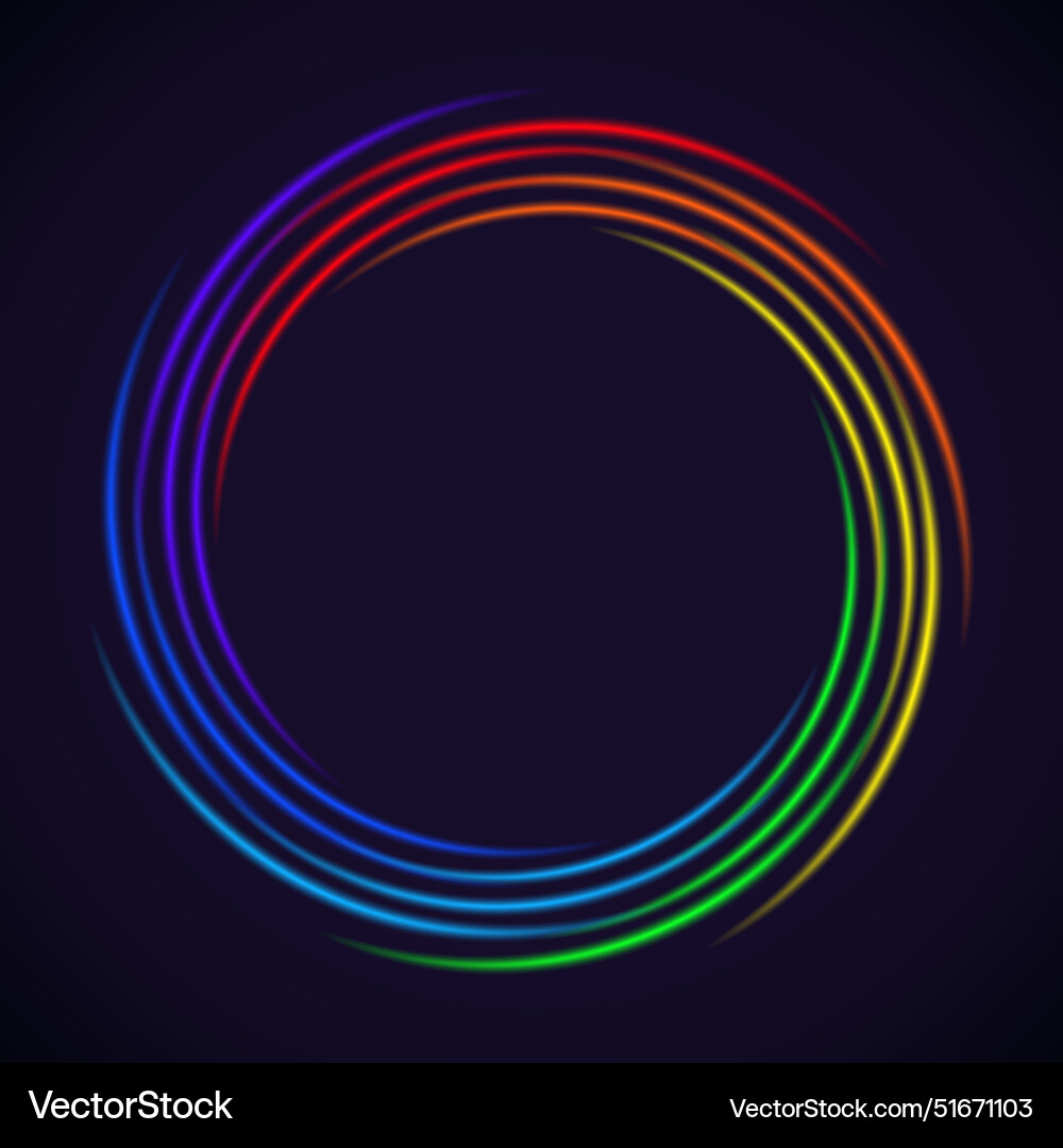 Glowing rainbow color round frame Royalty Free Vector Image