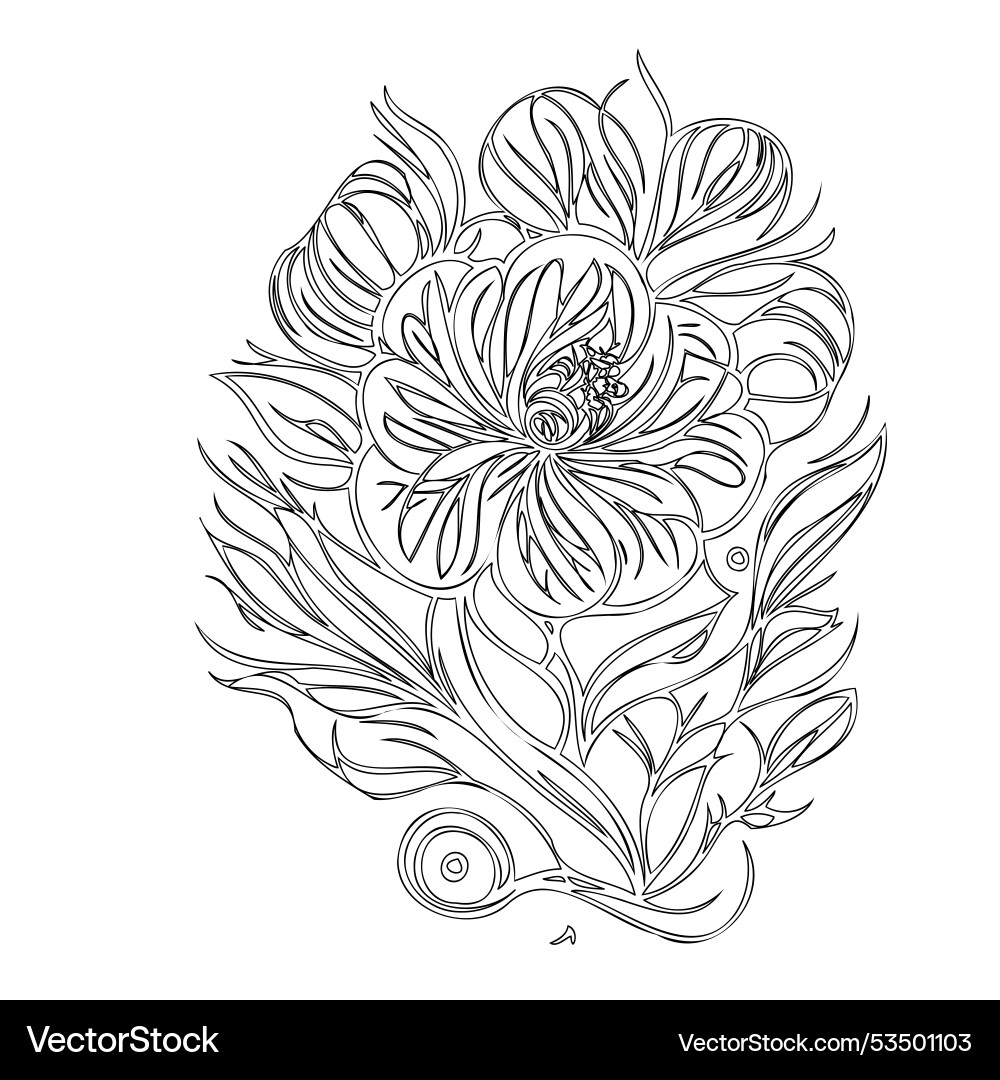 Marigold spiral outline sketch Royalty Free Vector Image