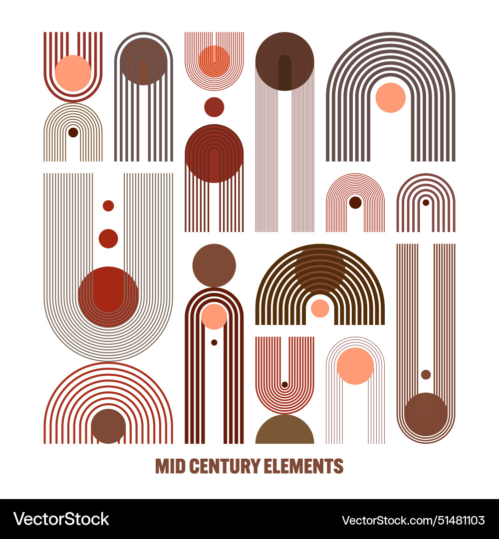 Mid century arch and circle elements modern Vector Image