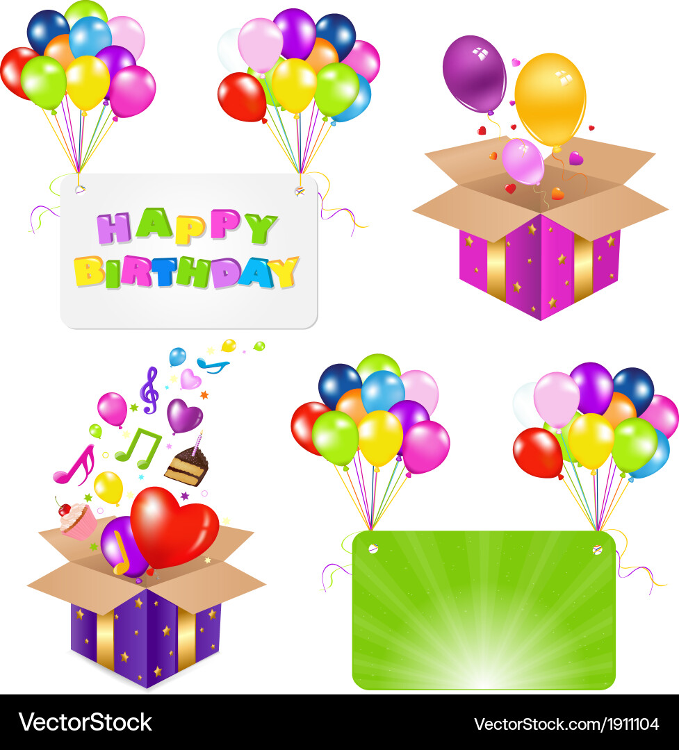 Birthday set Royalty Free Vector Image - VectorStock