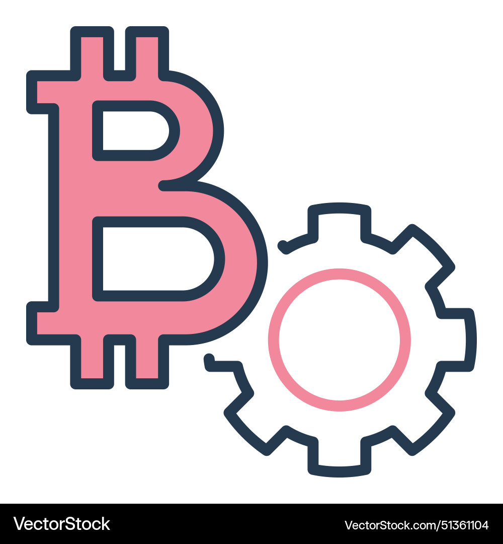 Bitcoin and cog wheel crypto currency settings Vector Image