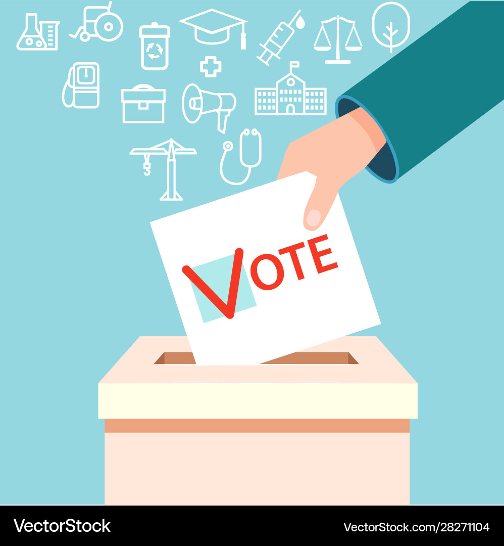 Cartoon color voting process poster card Vector Image