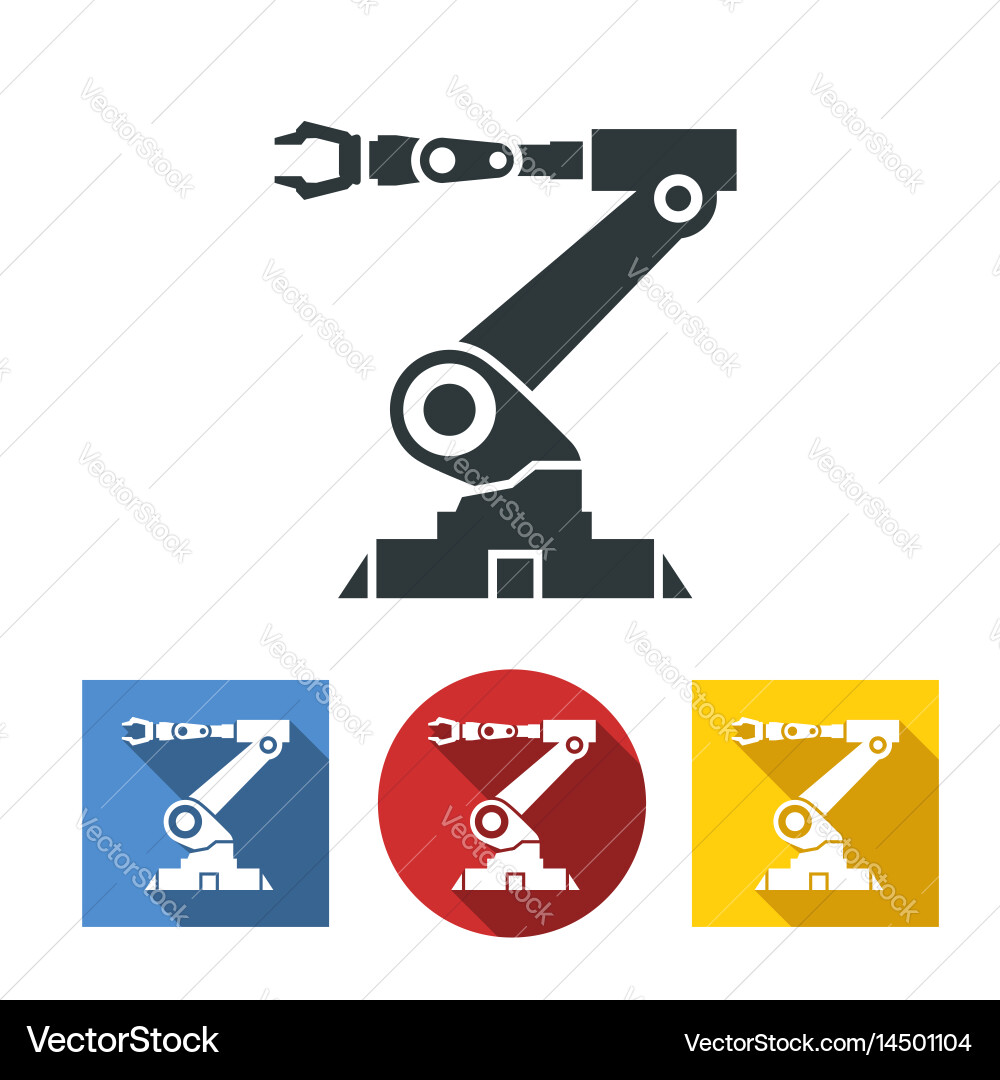 Flat icons of robotic hand machine tool Royalty Free Vector
