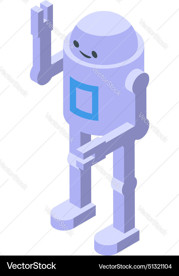 Friendly isometric robot character waving hello Vector Image