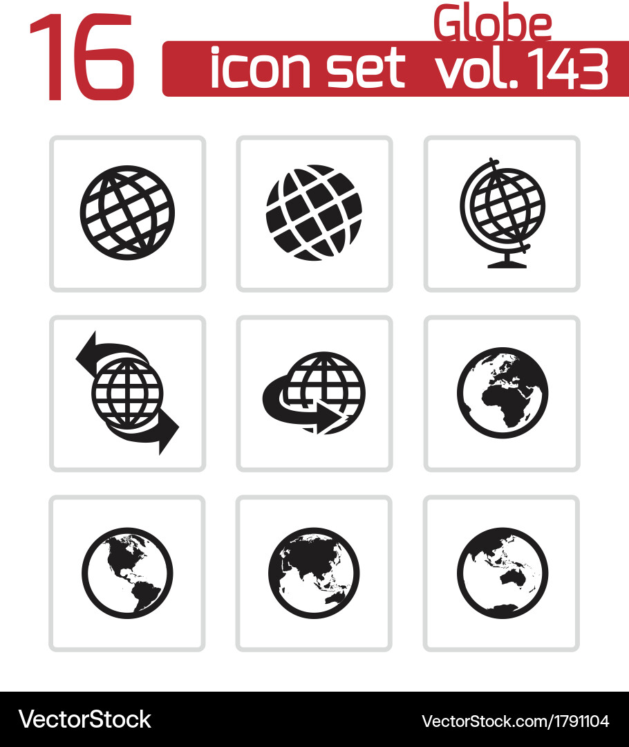 Globe Icon Set - World Map Symbols Royalty Free Vector Image
