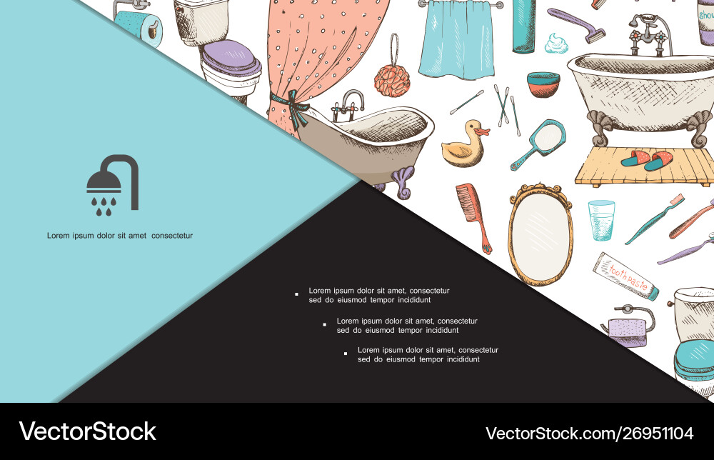 Hand drawn personal hygiene composition Royalty Free Vector