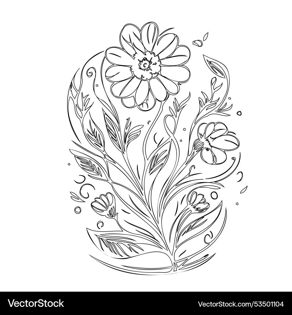 Marigold spiral outline sketch Royalty Free Vector Image